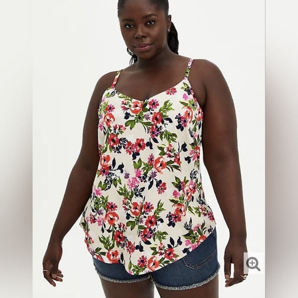 torrid | Tops | Torrid Tan Floral Ava Stretch Challis Cami | Poshmark